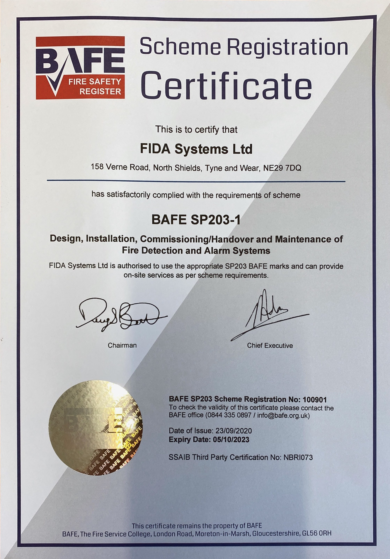 Approvals / Certification – FIDA Systems Ltd